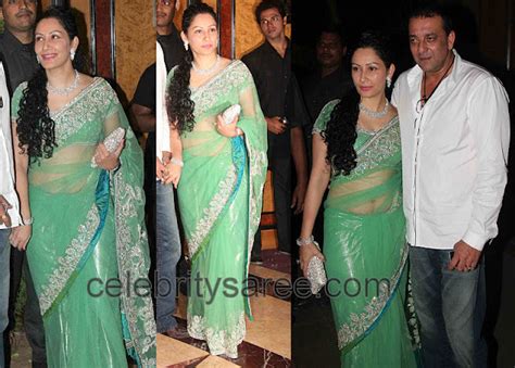 Manyata Dutt In Green Netted Sari Saree Blouse Patterns
