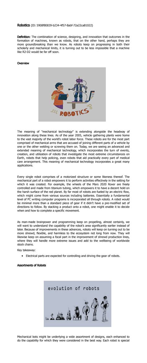 Robotics Notes AI Robotics ID F B F Abf A Ca Definition The