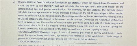 solved 2 0 6 pts write an excel function or functions in