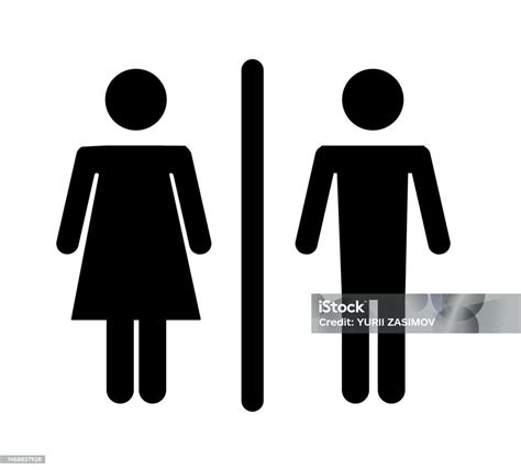 남자와 여자가 오줌을 싸는 화장실이나 욕실 재미 있는 벡터 Wc 그림 아이콘 또는 기호입니다 세계 화장실의 날 스틱맨 욕실 남녀 공통 화장실 청소 0명에 대한 스톡 벡터