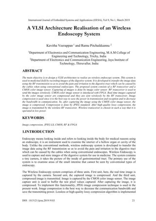 A VLSI Architecture Realisation Of An Wireless Endoscopy System PDF