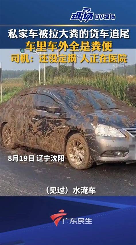 小车被运粪货车追尾灌一车粪便，小车司机：车里头驾驶室里全是粪，我人在医院红绿灯网友新闻