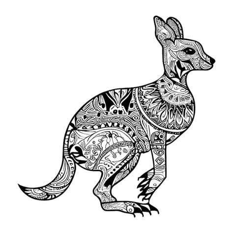 Canguro Adornos Vector Animal Ilustración Vector Premium