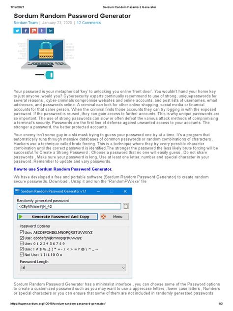 Sordum Random Password Generator Pdf Password Computing