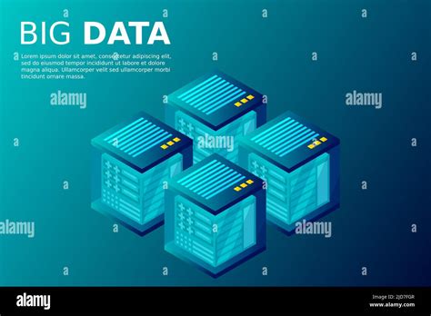 Mainframe Powered Server High Technology Concept Data Center Cloud Data Storage Isometric