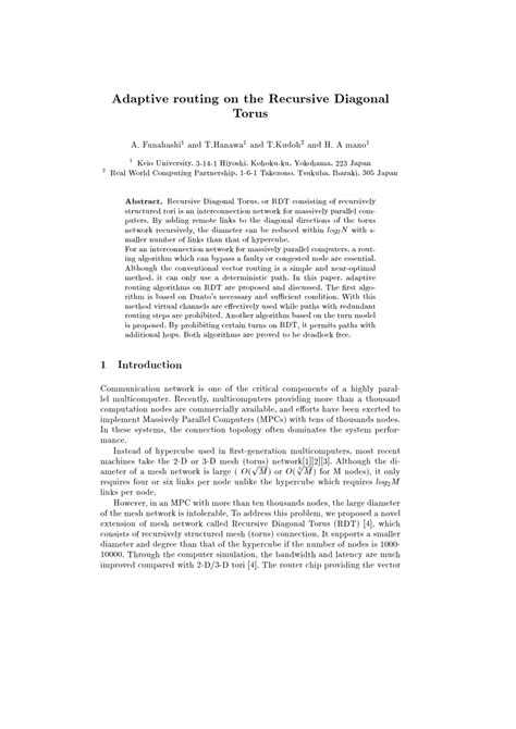 Pdf Adaptive Routing On The Recursive Diagonal Torus