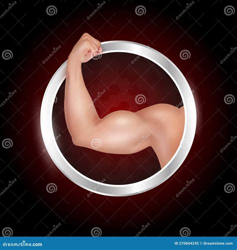 Flex Bicep Icon Cartoon Vector Strong Muscular