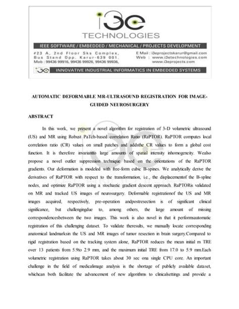 Automatic Deformable Mr Ultrasound Registration For Image Guided
