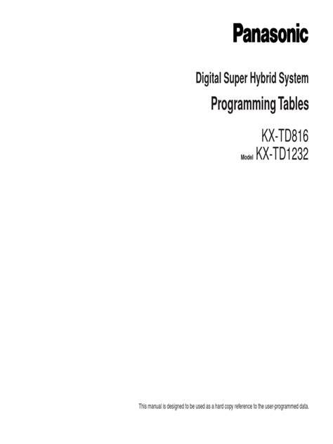 Panasonic Kx Td816 Programming Table Pdf Voicemail Computing