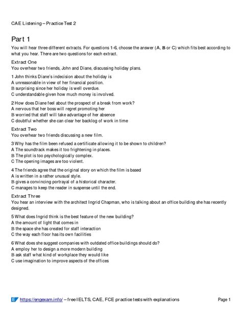 cae listening practice test 2 printable v2 1 3 pdf museum