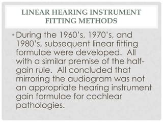 Linear Hearing Instrument Fitting Methods PPTX