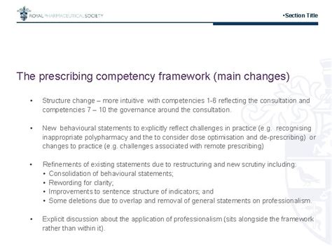 Section Title Prescribing Competency Framework 2016 Update What