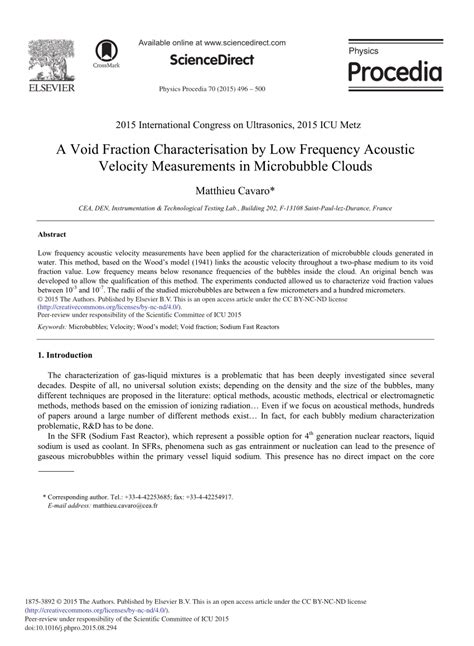 Pdf A Void Fraction Characterisation By Low Frequency Acoustic