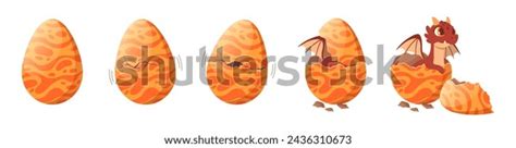 Dragon Hatching Egg Mythical Fire Dragon Stock Vector Royalty Free