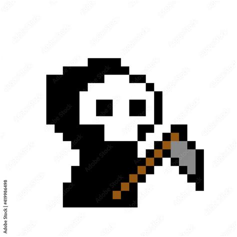 Bit Pixel Image Of Ghost Grim Reaper Halloween Costume In Vector