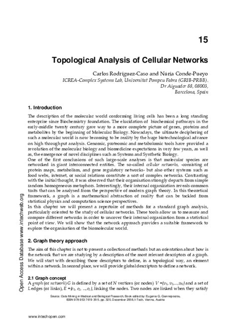 Pdf Topological Analysis Of Cellular Networks