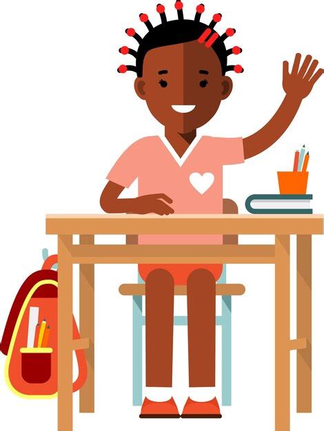 Estudiante de escuela primaria niña afroamericana negra sentada en el