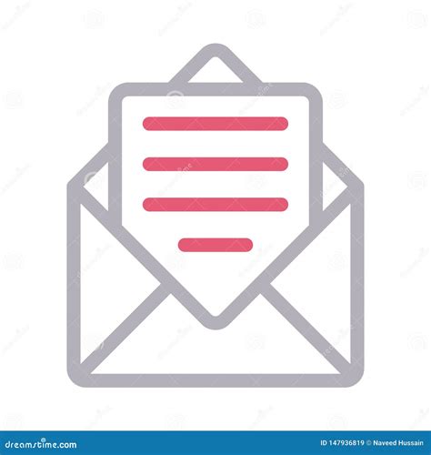 Open Email Thin Color Line Vector Icon Stock Vector Illustration Of