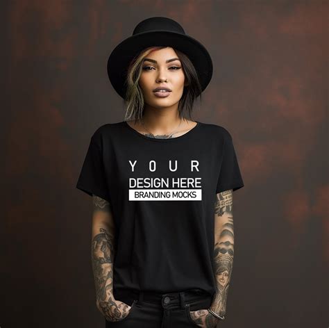 Alternative Model Black T Shirt Mockup Tattoo Model Mockup Etsy