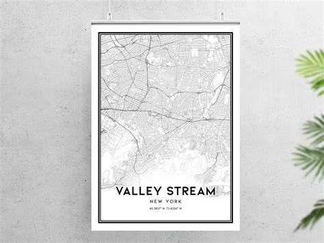 Valley Stream Map Print Valley Stream Map Poster Wall Art Ny City Map