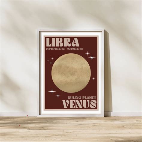 Libra Zodiac Print Digital Download Wall Art Zodiac Poster Etsy