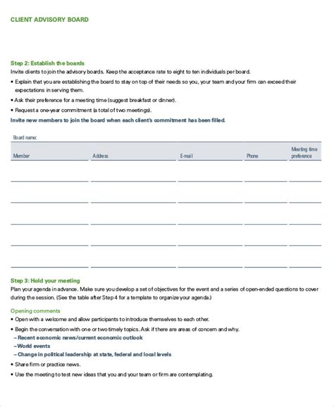 Advisory Board Template