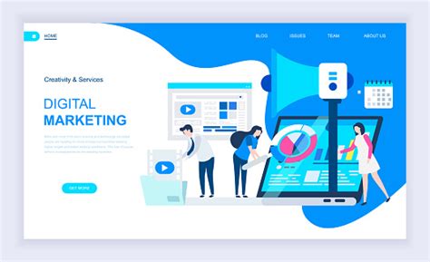 Konsep Desain Datar Modern Digital Marketing Dengan Karakter Orang