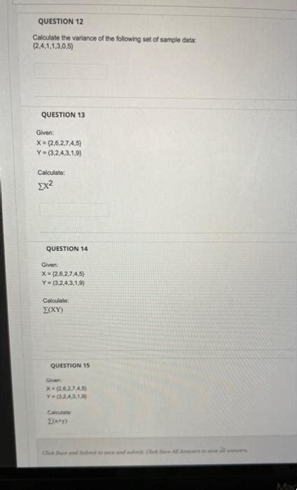 Solved Calculate The Variance Of The Following Set Of Sample Chegg