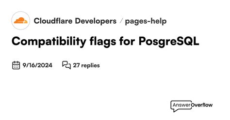 Compatibility Flags For Posgresql Cloudflare Developers