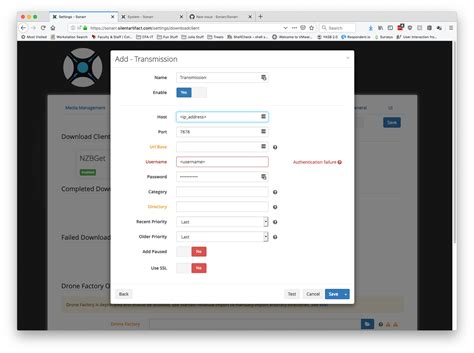 Cant Authenticate To Transmission · Issue 2979 · Sonarrsonarr · Github