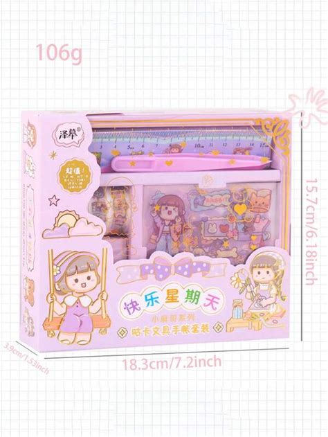 1box Cartoon Figure Graphic Clear Assorted Sticker And Card And Tweezers