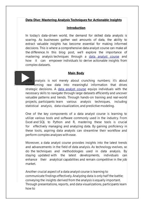 Ppt Data Dive Mastering Analysis Techniques For Actionable Insights