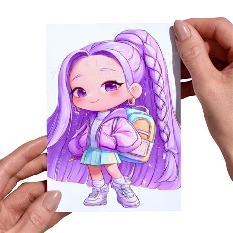 K Pop Chibi Rumi Clipart Bundle Schoolgirl Pngs Digital Download Etsy