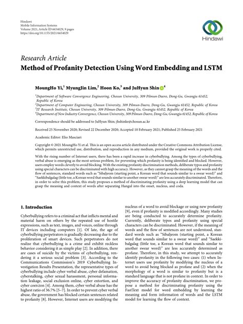 PDF Method Of Profanity Detection Using Word Embedding And LSTM