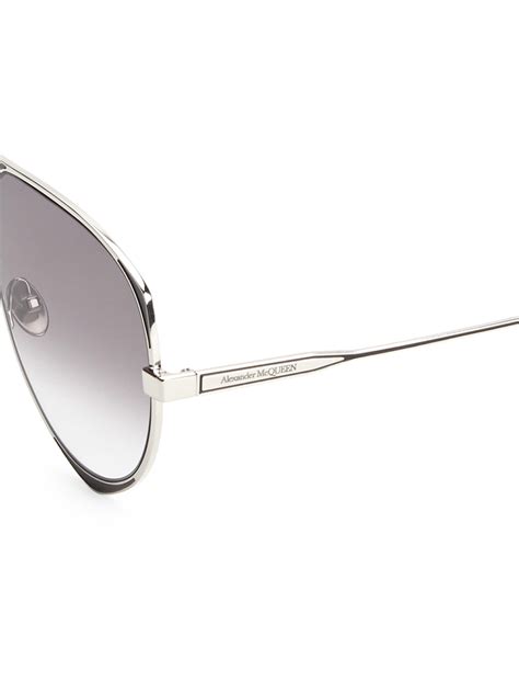 Alexander Mcqueen 61mm Geometric Aviator Sunglasses In Silver Metallic