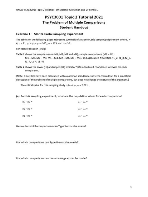 Psyc3001 Topic 2 Tutorial Handout Pdf