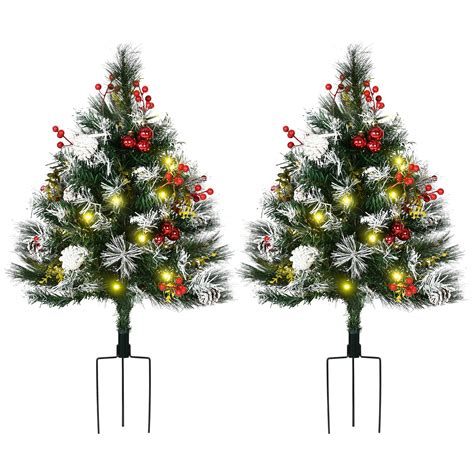 Homcom Sapin De Noël Artificiel Hauteur 75 Cm Aspect Enneigé Lot De 2
