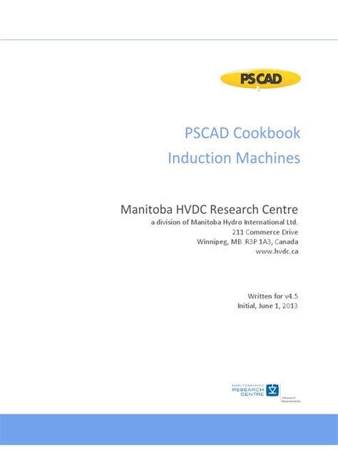 Pscad Cookbook Induction Machines Manitoba Hvdc Research Centre Pdf