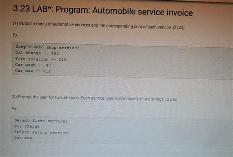Solved 323 Lab Program Automobile Service Invoice 1