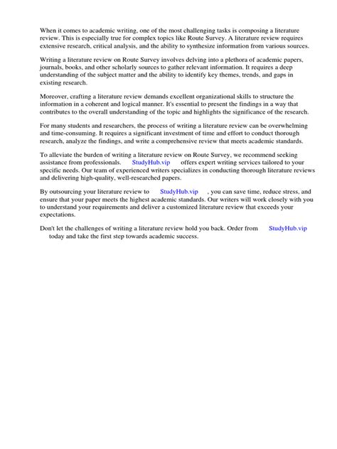 Route Survey Literature Review Pdf Thesis Spreadsheet