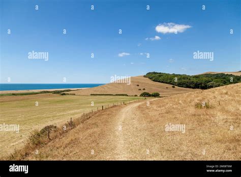 Walking The South West Coast Path Near The Village Of Abbotsbury Stock
