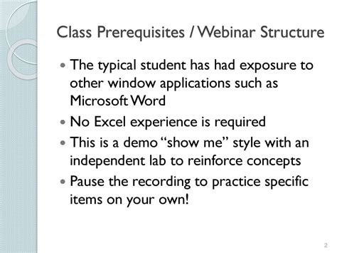 Excel 2013 Introduction Lab Webinar Welcome Length 90 Min Ppt Download