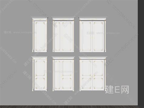欧式描金雕花烤漆房门单开门双开门子母门组合模型su模型下载 Id103369524 建e网su模型