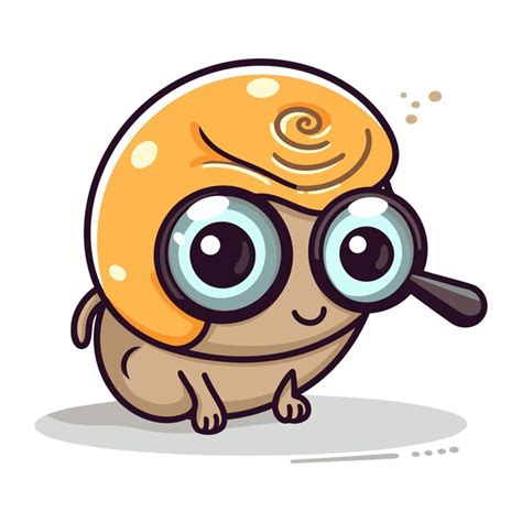 Caractère Descargot Mignon Avec Loupe Illustration De Dessin Animé