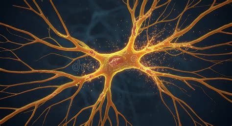 Microscopic View Of A Neuron Cell Firing Neural Network Synaptic
