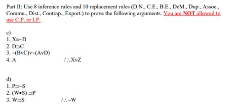 Solved Part Ii Use 8 Inference Rules And 10 Replacement