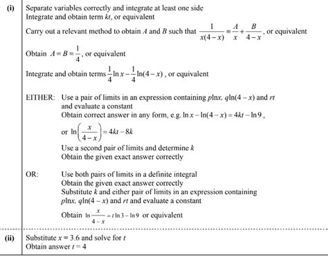 CIE A level Pure Mathematics Topic Differential equations solution for a ﬁrst order