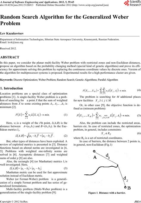 random search algorithm for the generalized weber problem