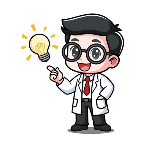 Cute Scientist Cartoon Character Having Idea With Lightbulb 49326486