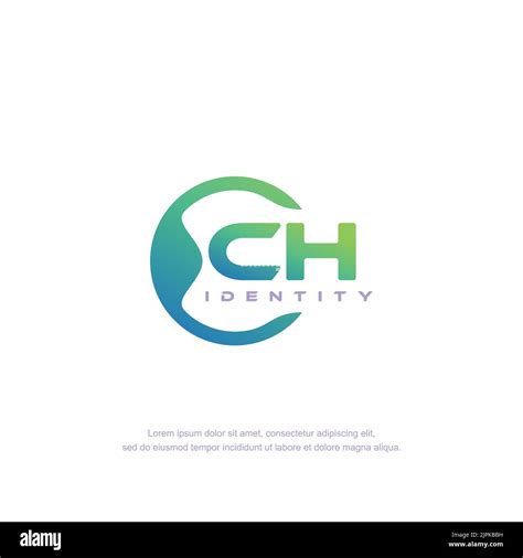 Ch Initial Letter Circular Line Logo Template Vector With Gradient Color Blend Stock Vector